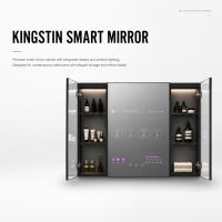 China Kingstin Smart Backlit Stainless Steel LED TV Mirror Cabinet for Luxury Bathroom, 100% Custom Size Layout, for sale