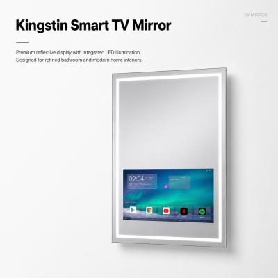 China Kingstin Premium Frameless HD Glass LED TV Mirror for Bathroom, Smart App Touch Screen, 100% Customized Sizes for sale