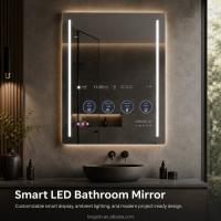 China Custom Smart TV Bathroom Mirror with Android Touch Display, WiFi, Bluetooth and Side LEDs for Hotels, for sale