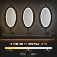 China Kingstin Luxury Floating Suspended LED Mirror with Custom Size Black Stainless Steel Frame for Modern Bathrooms Hotel and Villas for sale