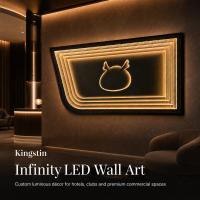 China Kingstin Custom Black Metal Infinity LED Mirror Wall Art for Hotel Lobbies, Clubs & Lounges, 8+ Years OEM Project Support for sale