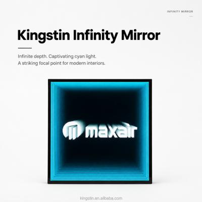 China Kingstin Premium Stainless Steel Infinity Mirror, LED Wall Mirror for Boutique Hotels and Retail, Custom Logo and Custom Size for sale