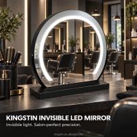 China Kingstin 3 Color Temperature Invisible LED Mirror, Stainless Steel Tabletop Vanity Mirror for Salon, Barber and Bedroom Makeup for sale