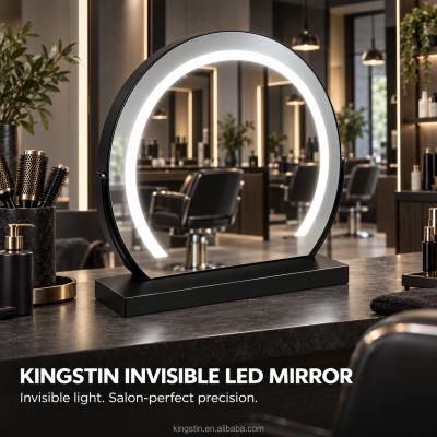 China Kingstin 3 Color Temperature Invisible LED Mirror, Stainless Steel Tabletop Vanity Mirror for Salon, Barber and Bedroom Makeup for sale