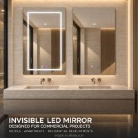 China Kingstin Hidden LED Mirror, Disappearing Light Bathroom Mirror, Anti-Fog, 3-Color Dimmable Touch Vanity Mirror, Custom Size for sale