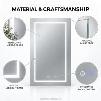 China Kingstin Hidden LED Mirror, Disappearing Light Bathroom Mirror, Anti-Fog, 3-Color Dimmable Touch Vanity Mirror, Custom Size for sale