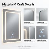 China Kingstin Invisible LED Bathroom Mirror for Refined Spaces, Frameless Glass, Weather Time Date, Defogger, 3 Colors, Made to Fit for sale