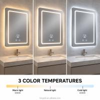 China Kingstin Invisible LED Bathroom Mirror for Refined Spaces, Frameless Glass, Weather Time Date, Defogger, 3 Colors, Made to Fit for sale