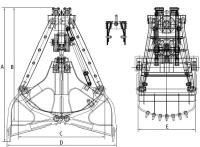 China Two Rope Crane Spare Parts Clamshell Grab Bucket for sale