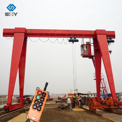 China MH Travelling Box Frame Single Girder Gantry Crane Motorized Rail Mounted 20 Ton for sale