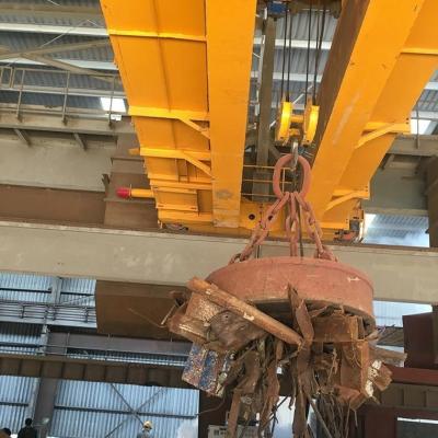 China Ground Control 5 Ton Double Beam Eot Crane With Electric Magnet for sale