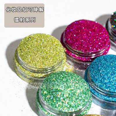 China Natural Plant Cellulose Biodegradable Cosmetic Glitter Powder 2.0mm-0.2mm Hexagonal Size High Temperature Resistant for sale