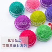 China Plant Cellulose Biodegradable Glitter Powder Hexagonal 0.2mm-2.0mm Cosmetic Grade High Temperature Resistant for sale