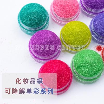 China Plant Cellulose Biodegradable Glitter Powder Hexagonal 0.2mm-2.0mm Cosmetic Grade High Temperature Resistant for sale