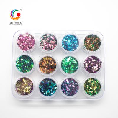 China Chameleon Blue Loose Glitter Powder 2MM PET Bulk Sequins for Nail Art and Christmas Decorations for sale