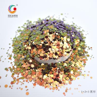 China Chunky Round Chameleon Glitter Mix 1mm 2mm 3mm Bulk PET Photorefractive Powder High Temperature Resistant for sale