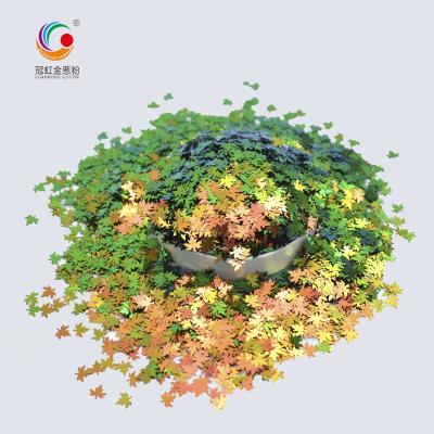 China Gold Green Red Chameleon Glitter Flake Nail Art Maple Leaf Powder - 1KG MOQ, High Temperature Resistant PET Material for sale