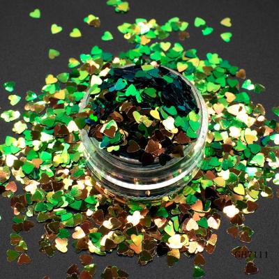 China Bulk Chunky Iridescent Loose Glitter Powder 1KG Minimum Order Peacock Gold Green PET Chameleon Sequin for sale