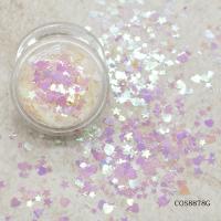 China Cosmetic Grade Jadeite Glitter Powder - Star & Heart Shapes Mix, 0.1KG MOQ, High Temperature Resistant PET Material for sale
