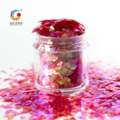 China 3mm Cosmetic Grade Rainbow Glitter Powder - Moon Heart Star Shapes with Chameleon Effect for Nail Art and DIY Crafts for sale