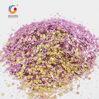 China Cosmetic Grade PET Chameleon Glitter Powder - Solvent Resistant Hexagon Mix Sizes 0.1KG MOQ for sale