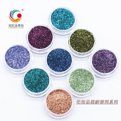 China Cosmetic Grade Solvent Resistant Glitter Powder 2.0mm-0.2mm Hexagon PET for Nail Art and Makeup OEM for sale