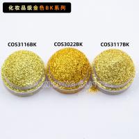 China Golden Glitter Powder 0.2mm-2.0mm Hexagon PET Cosmetic Grade for Nail Art and DIY Makeup for sale