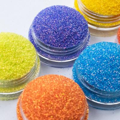 China Luminous Yellow Purple Cosmetic Biodegradable Glitter Makeup Powder Bulk DIY Art 1/128 for sale