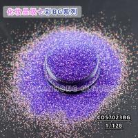 China Luminous Yellow Purple Cosmetic Biodegradable Glitter Makeup Powder Bulk DIY Art 1/128 for sale