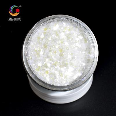 China White PET Chunky Loose Cosmetic Glitter Pigment Mixes Irregular Strip For Stage Performance for sale