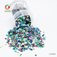 China Polyester Hexagonal Glitter Powder Mix 25-50 Microns Rainbow Colors for Crafts and Cosmetics for sale