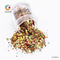 China Polyester Hexagonal Glitter Powder Mix 25-50 Microns Rainbow Colors for Crafts and Cosmetics for sale