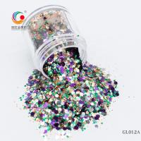 China Polyester Hexagonal Glitter Powder Mix 25-50 Microns Rainbow Colors for Crafts and Cosmetics for sale