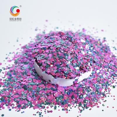 China GW002 Bulk Polyester Glitter Powder 50 Microns Thick with Mixed Star Shapes 1mm-5mm for Nail Art and Crafts for sale