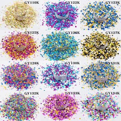 China Round Mix Polyester Chunky Glitter Powder 1KG Bulk for Nail Art and Crafts - High Temperature Resistant for sale