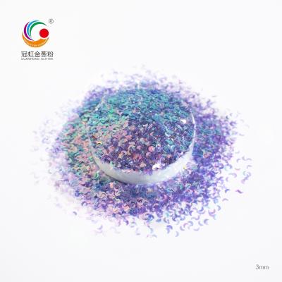 China PET Iridescent Glitter Powder 50 Microns Thickness with 1mm-5mm Special Shapes for Crafts and Cosmetics for sale