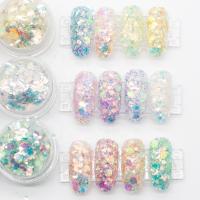 China Holographic Glitter Powder PET Material Mixed Hexagonal Shapes 1KG MOQ for Nail Art and Crafts for sale