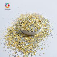 China PET Chunky Starry Glitter Powder 50 Microns Thick in 1mm-5mm Shapes for Nail Art and Sticker Printing for sale