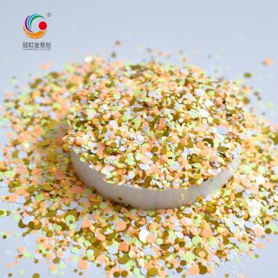China 2mm Fluorescent Round PET Glitter Powder For Makeup Mixed Sequin for sale