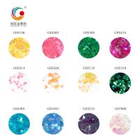 China Pink Rainbow Heart Shaped Glitter Powder 2.5mm-5mm PET Material for Nail Art and Crafts for sale
