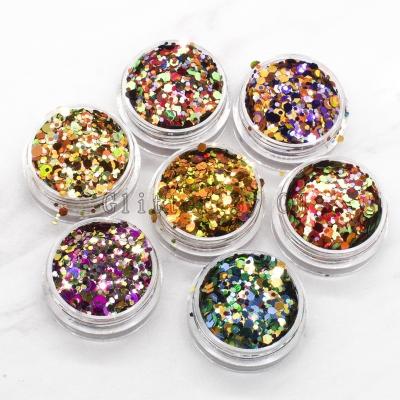 China Makeup Chunky Mix Rainbow Face Glitter Powder Polyester Pet Friendly OEM for sale