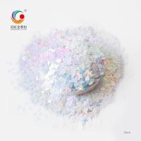 China Blue Rainbow PET Glitter Powder 50-75 Microns Thickness for Nail Art and Cosmetic Applications for sale