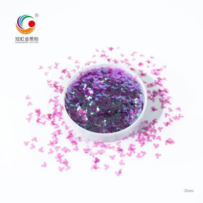 China Fine Christmas Makeup Nail Lip Glitter Powder Dust Rainbow PET Chunky Mickey Shape Flakes for sale