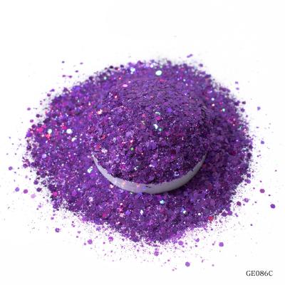 China PET Hexagonal Laser Chunky Glitter Mix Powder For Holiday Decoration Nails for sale