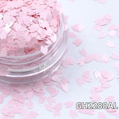 China OEM Iridescent Macaron Pink Chunky Glitter Powder 1KG Minimum with Petal and Leaf Shapes for Nail Art and Crafts for sale