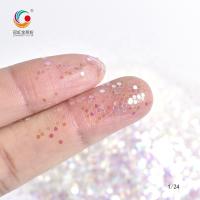 China Solvent Resistant PET Glitter Powder 50 Microns - Gold Red Iridescent in Hexagon 3.0mm and Multiple Shapes for Crafts for sale