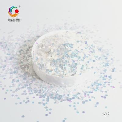 China Solvent Resistant Iridescent PET Glitter Powder 50 Microns Thick 1/4