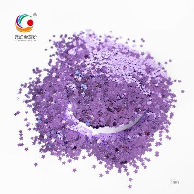China GUANHONG GLITTER 38 Micron Solvent Resistant Star Violet Glitter Powder - 1mm to 5mm Shapes for Nail Art & Decorations for sale