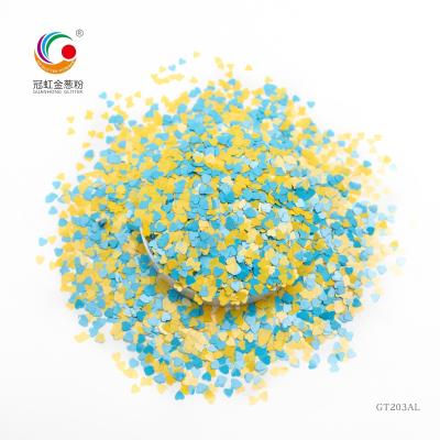 China Heart Shaped Solvent Resistance PET Glitter Powder 50 Microns Thickness for Nail Art and Cosmetics for sale