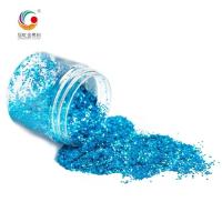 China Blue Laser Holographic Glitter Powder PET Material 25-50 Microns Thickness Hexagonal 0.1-3.0mm Sizes for sale
